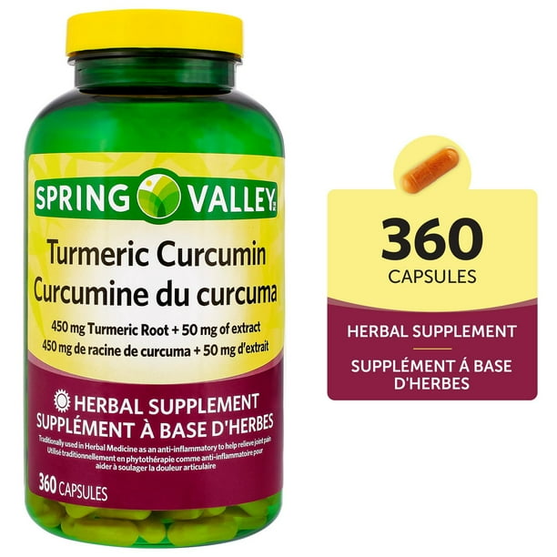 Spring Valley Turmeric Curcumin, 450 mg Turmeric Root+50mg of extract ...