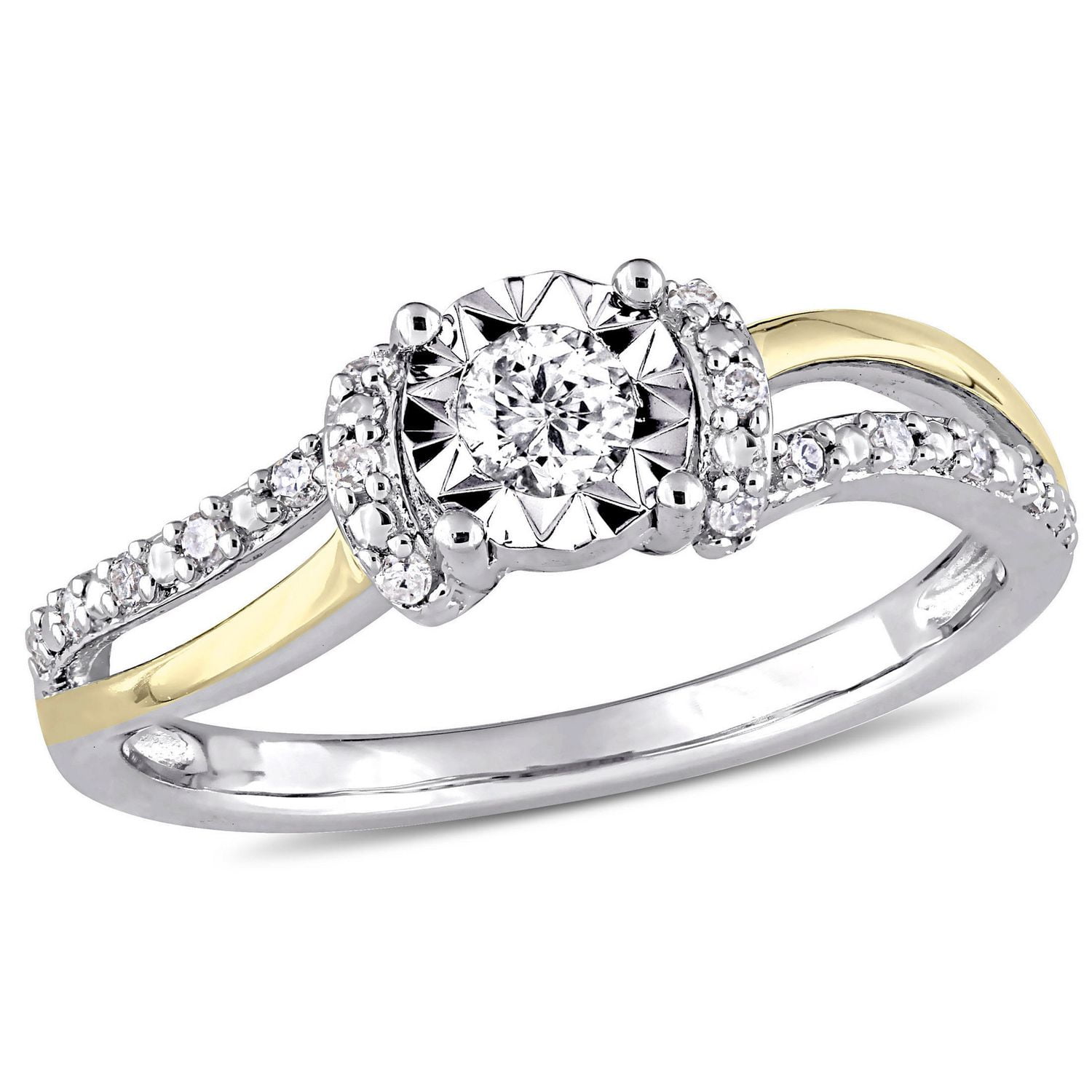 Click here for Miabella 1/5 Carat T. W. Diamond Two-Tone Sterling... prices