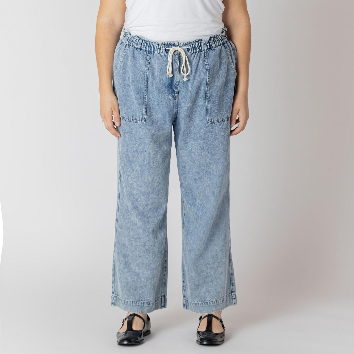 Click here for Devoted Straight Leg Denim Pants With Elastic Wais... prices