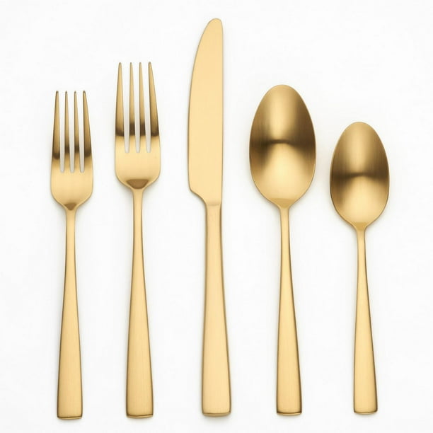 ORNATIVE Rena 20-Piece Matte Gold Stainless Steel Flatware Set for 4 ...