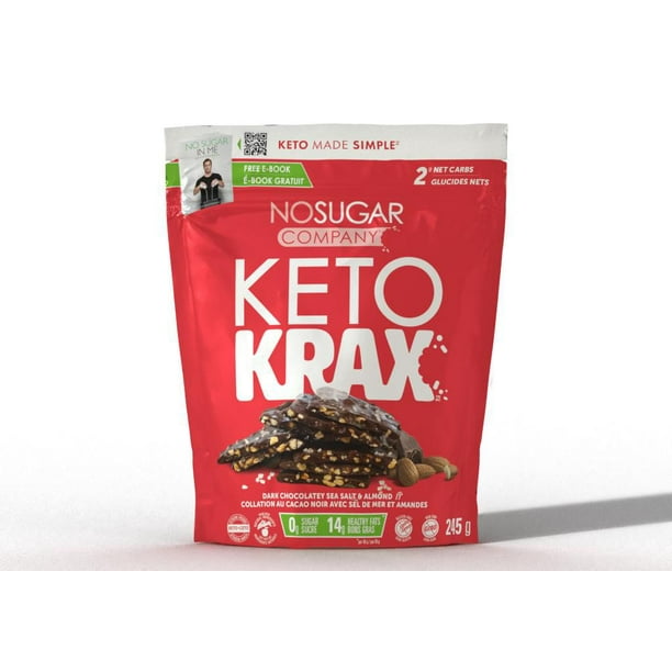 No Sugar Keto Krax Dark Chocolatey Sea Salt & Almond, 245g - Walmart.ca
