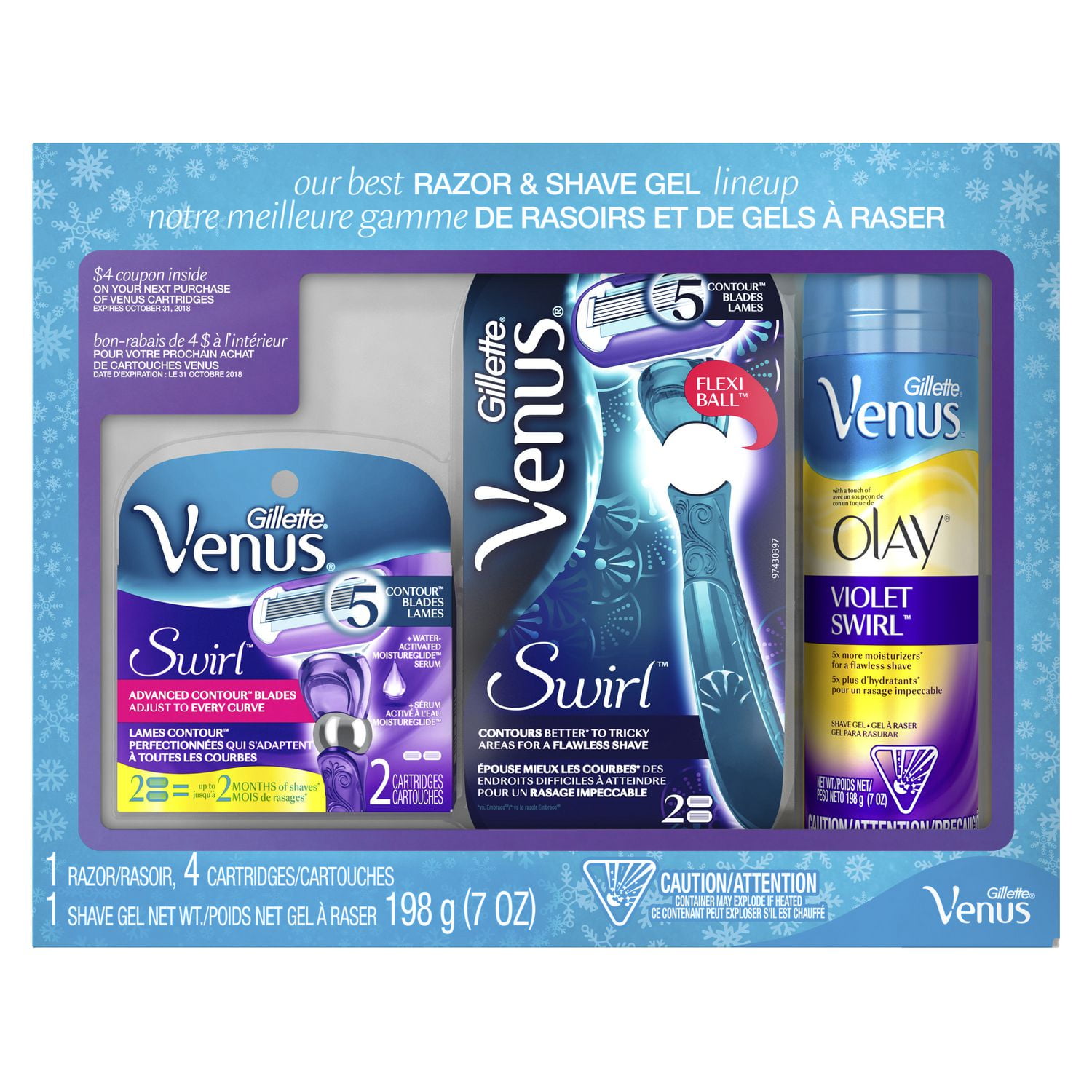 Gillette Venus Swirl Razor, Cartridges & Shave Gel Gift Set | Walmart ...