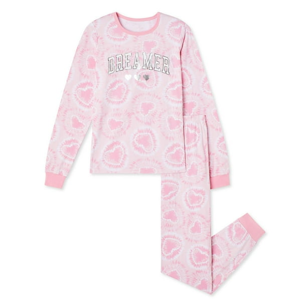 George Girls' Long Sleeve Tee and Pant Pajamas 2-Piece Set - Walmart.ca