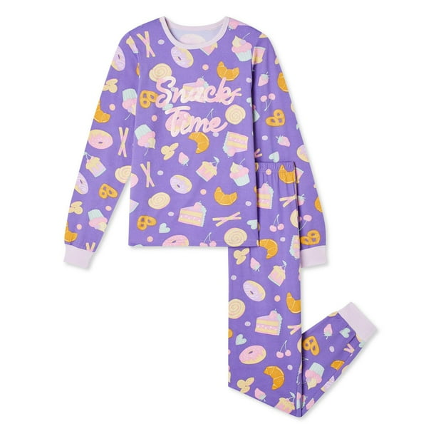 George Girls' Long Sleeve Tee and Pant Pajamas 2-Piece Set - Walmart.ca
