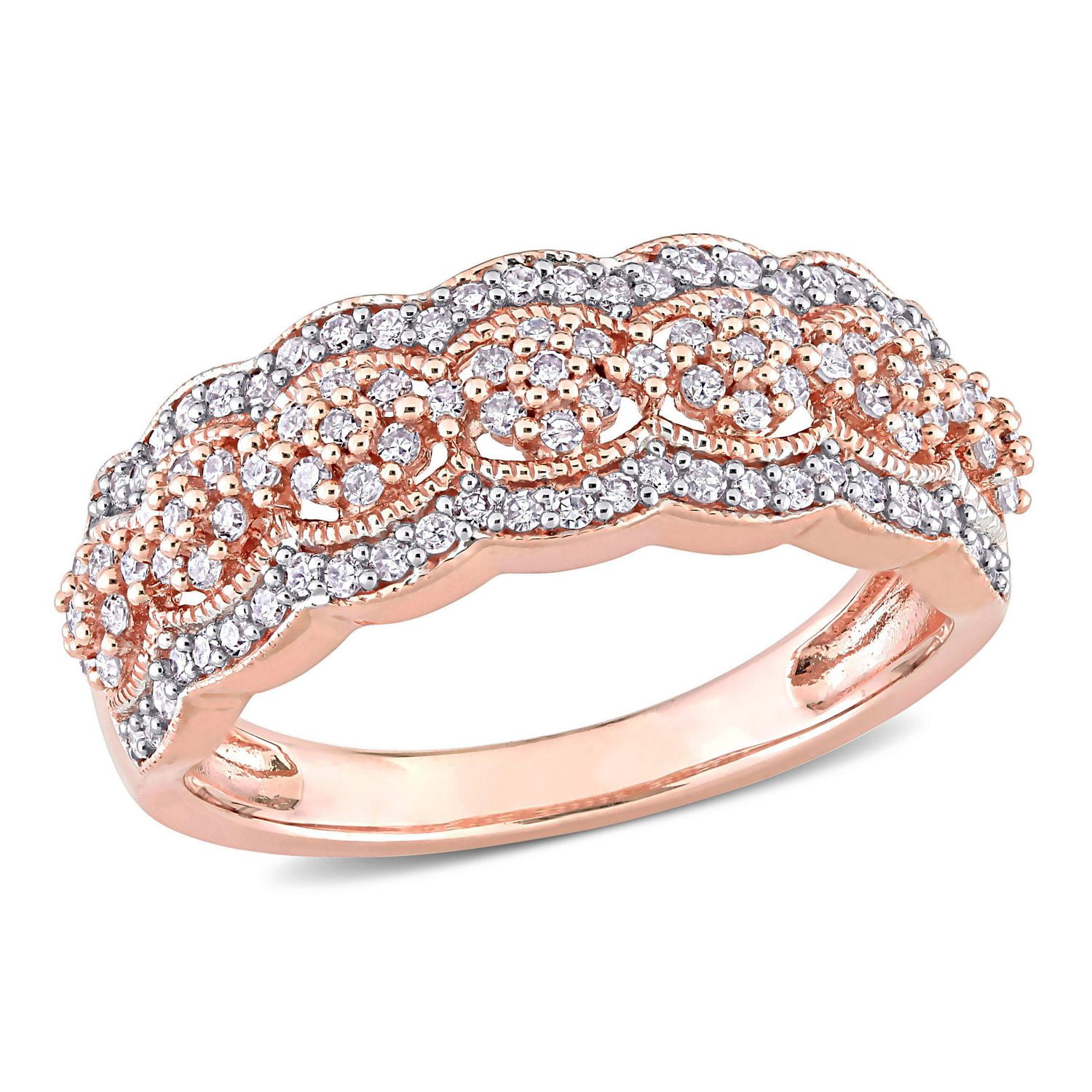 Click here for Miabella 1/2 Carat T. W. Diamond 10k Rose Gold Flo... prices