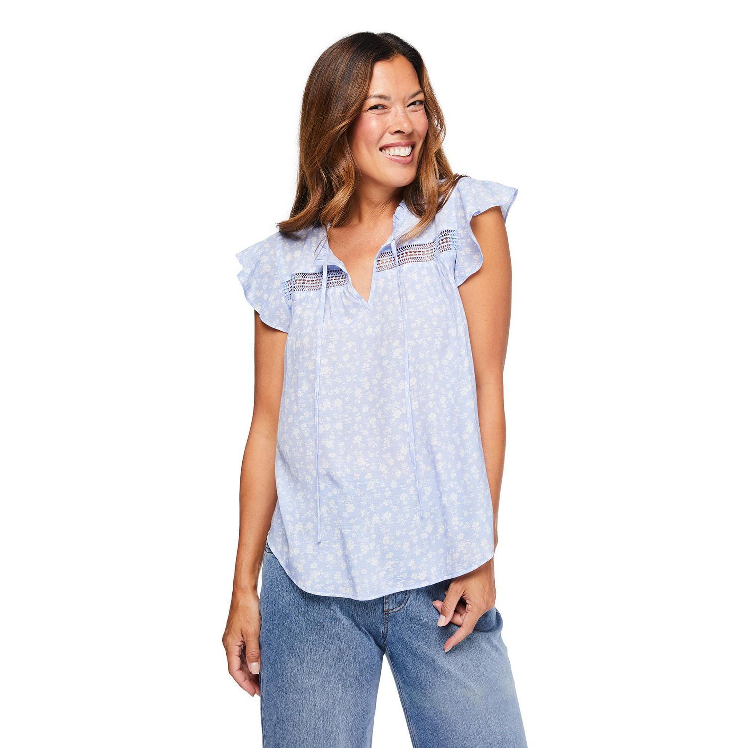 Click here for Iyla Womens Flutter Sleeve Blouse M prices