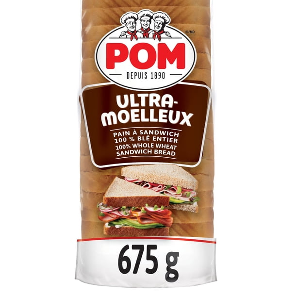 POM® Superclub Sandwich 100% Whole Grain Wheat Sliced Bread, 675 g ...