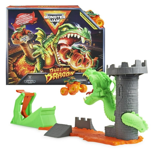 Monster Jam, Dueling Dragon Playset with Exclusive 1:64 Scale Dragon ...