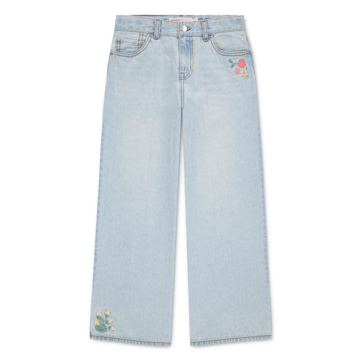 Click here for Levi Strauss Signature Girls Mid-Rise Baggy Embroi... prices