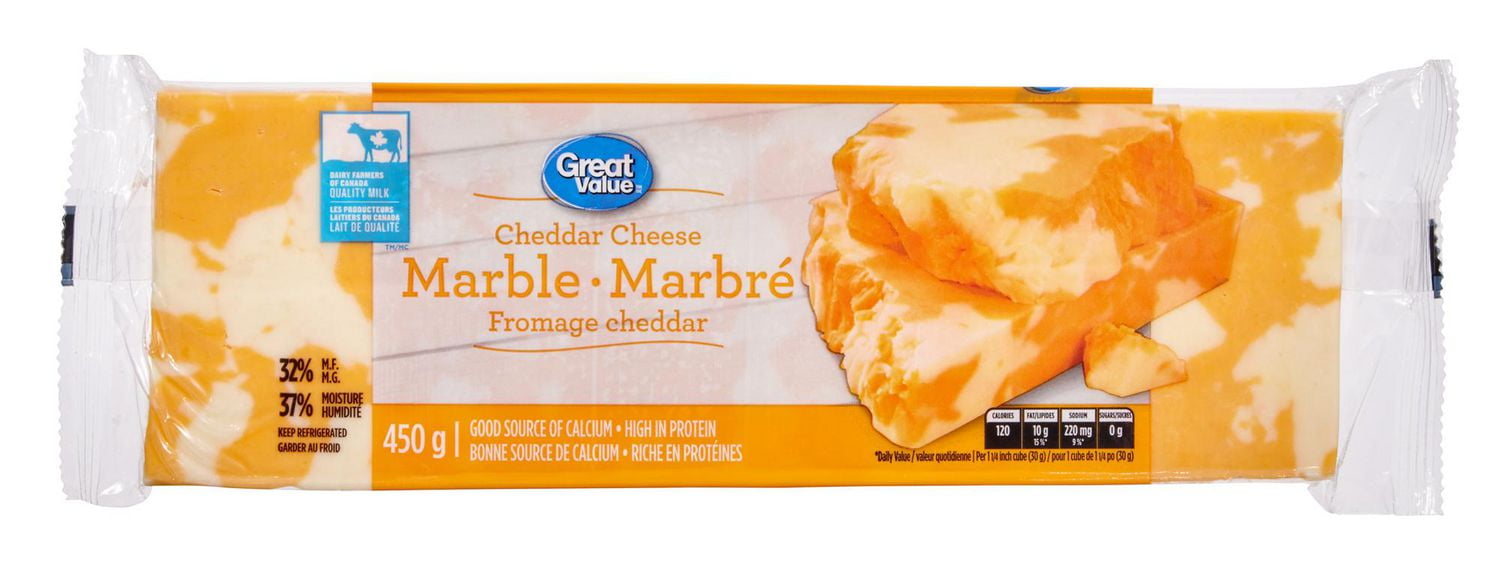 Buy Great Value Marble Cheddar Cheese 450g Online | Walmart Canada