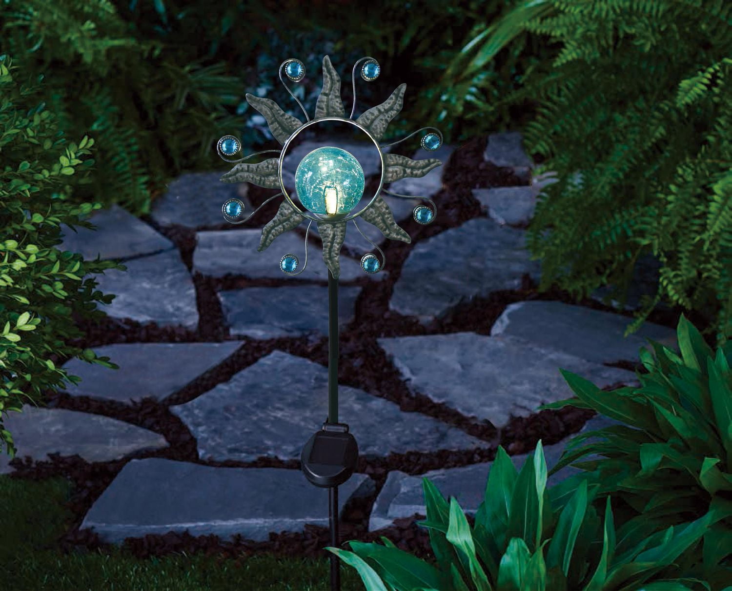 Hometrends Sun Solar Stake Lighting with Crackle Glass Ball | Walmart ...