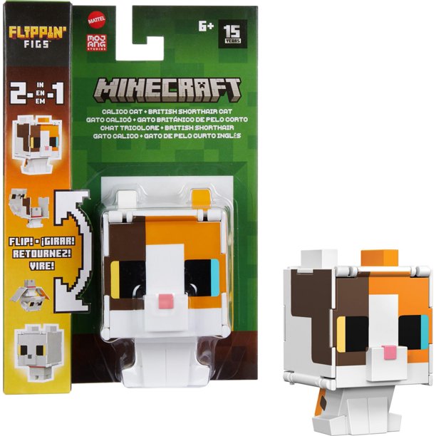Minecraft Flippin' FIGS Calico Cat + British Shorthair Cat Figure ...