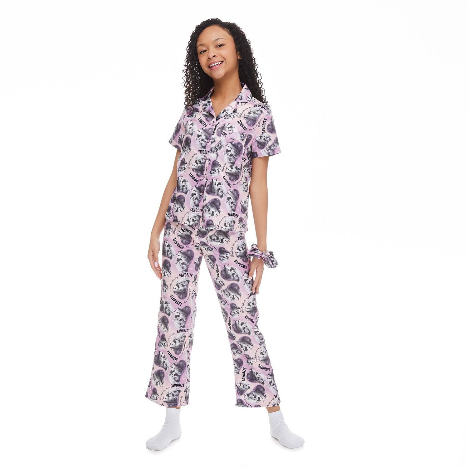 Click here for Justice Girls Notched Collar Pajamas With Scrunchi... prices