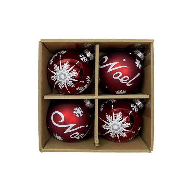 HOLIDAY TIME 90MM NOEL GLASS HANGING BALL ORNAMENT - Walmart.ca