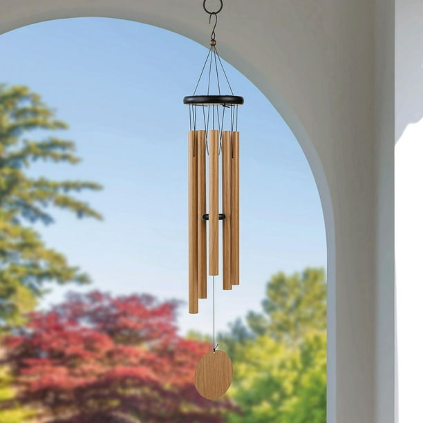 Hometrends 30" Classic Natural Faux Pine Metal Outdoor Wind Chime ...