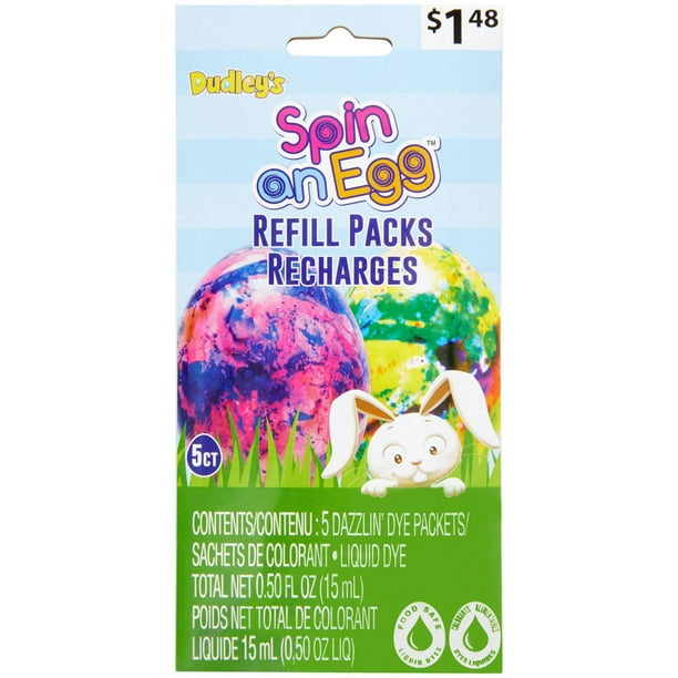 Dudley's Spin an Egg Refill Dye Packets, 5 Count, Easter Egg Decorating ...