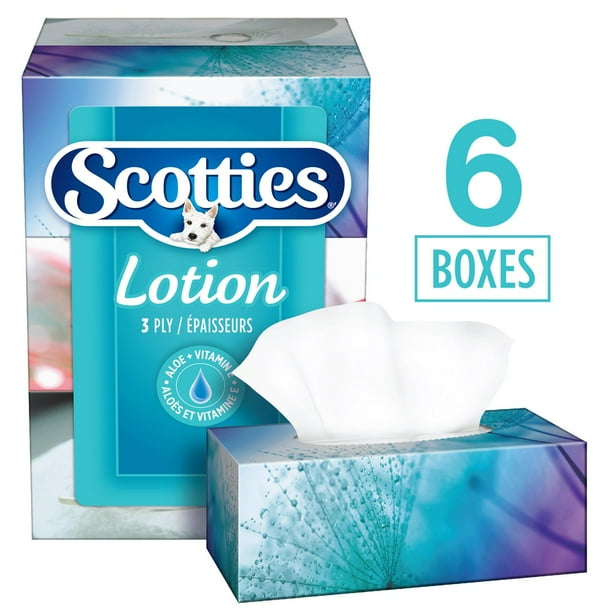 Scotties Lotion 3-ply Facial Tissue, Infused with Aloe & Vitamin E, 6 ...
