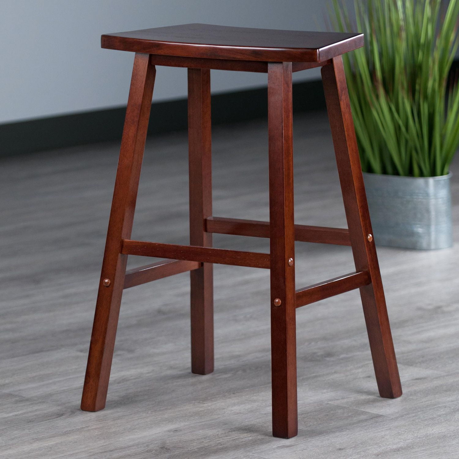 Winsome Katashi 29 Fan shape Bar Stool in Walnut Finish