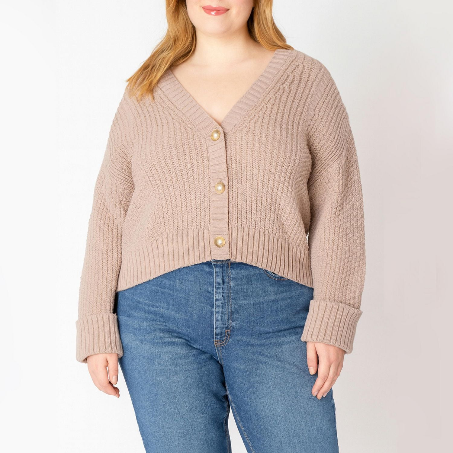 Click here for Devoted Cuffed Sleeve Textured Cardigan Xxl prices