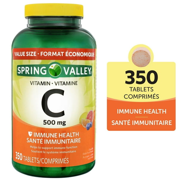 Spring Valley Vitamin C 500mg VALUE SIZE Chewable Multi-Fruit Flavour ...