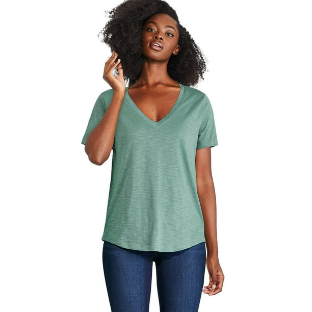 George Women's V-Neckline Tee - Walmart.ca