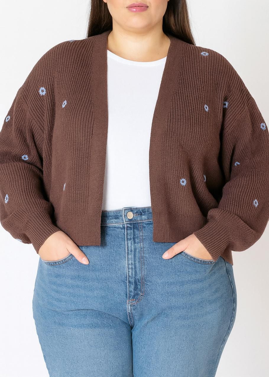 Click here for Devoted Floral Embroidered Open Cardigan Xxl prices