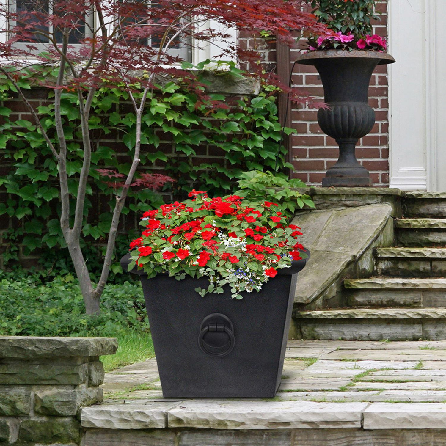 Everleaf Recycled Rubber 20" Classic Square Planter, Black | Walmart Canada
