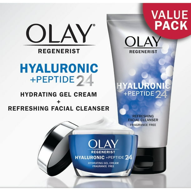 Olay Regenerist Hyaluronic + Peptide 24 Duo Pack, 5 fl oz & 1.7 oz ...