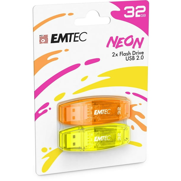 EMTEC USB 2.0 C410 NEON 32GB 2PK, EMTEC USB NEON 2X32GB - Walmart.ca