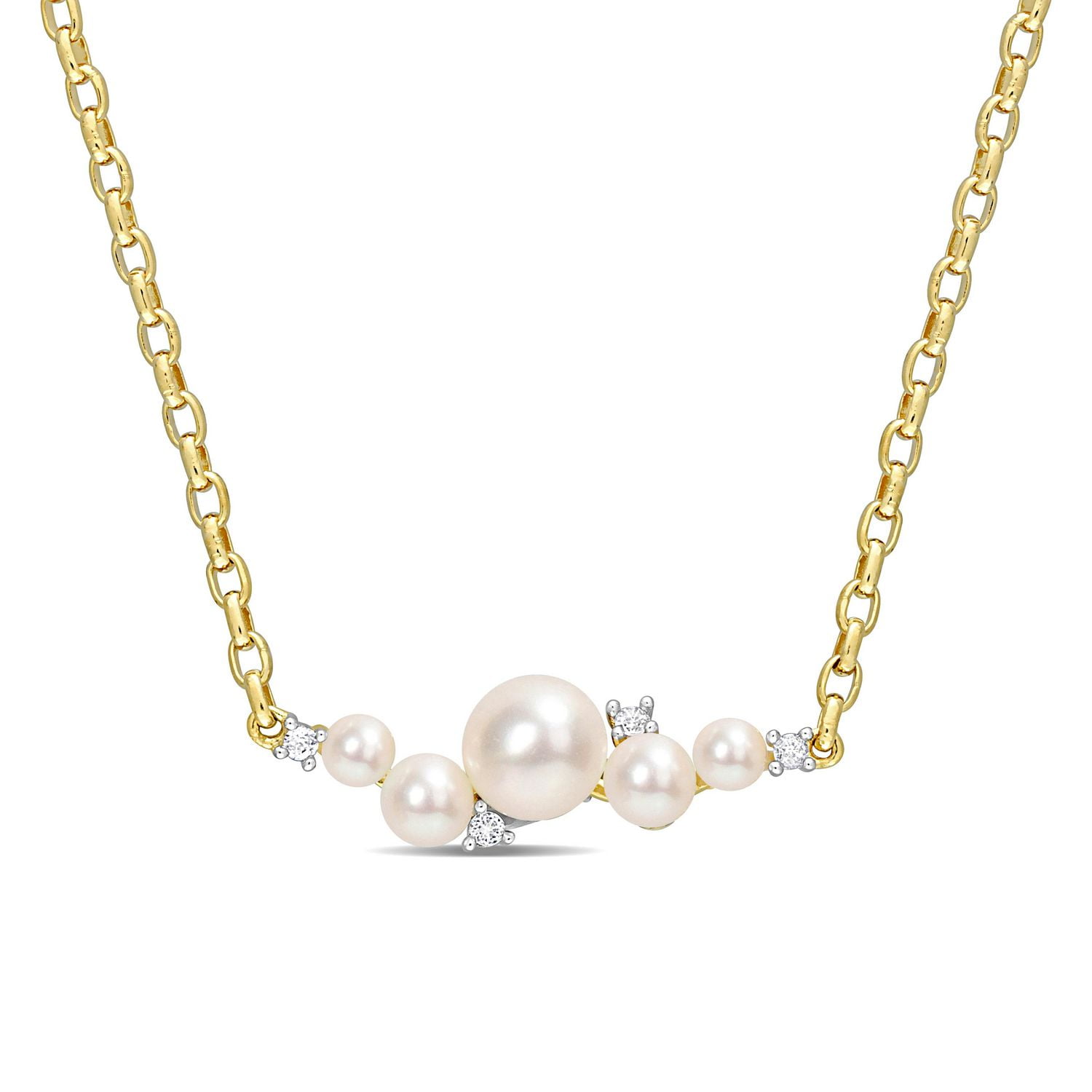 Click here for Miabella Cultured Freshwater Pearl And 1/8 Carat T... prices
