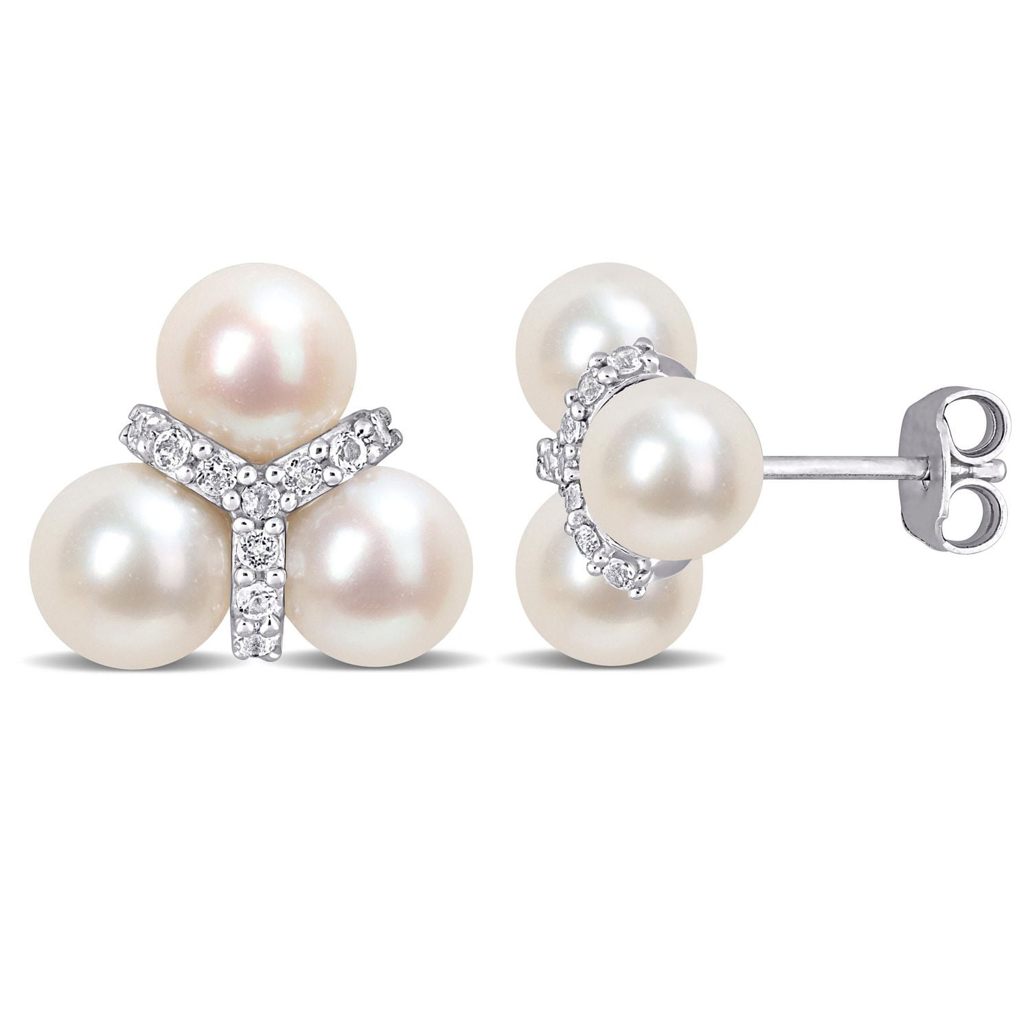 Click here for Miabella Cultured Freshwater Pearl And 1/5 Carat T... prices