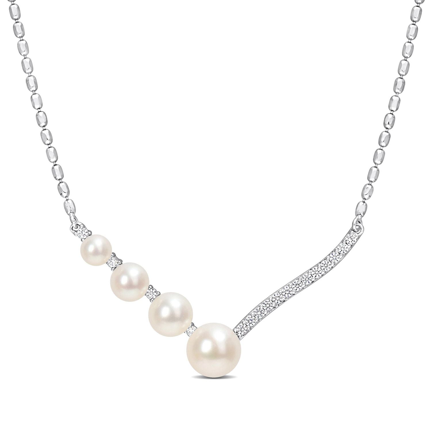 Click here for Miabella Freshwater Cultured Pearl And 1/3 Carat T... prices