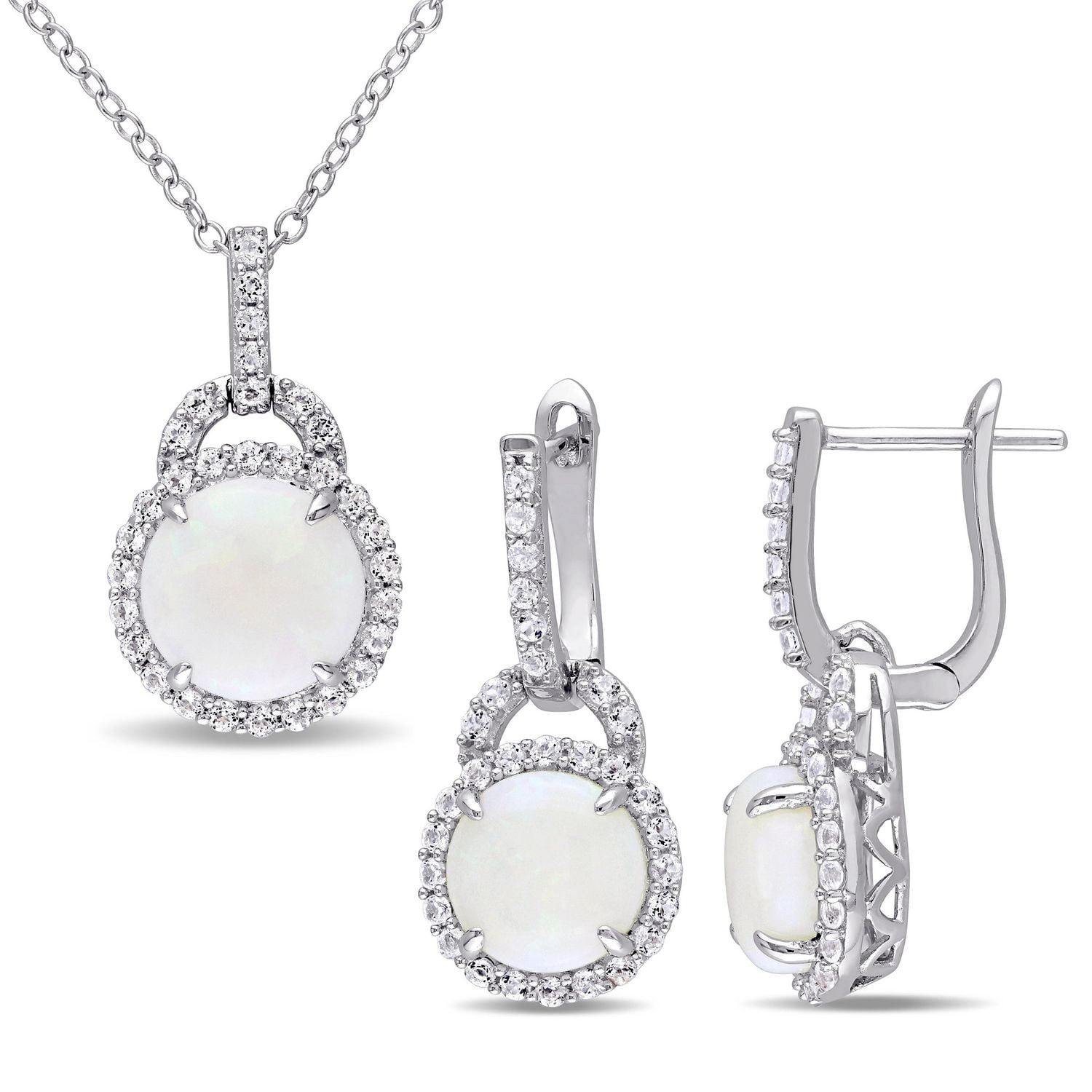 Click here for Miabella 2-Piece Set Opal And White Topaz Sterling... prices