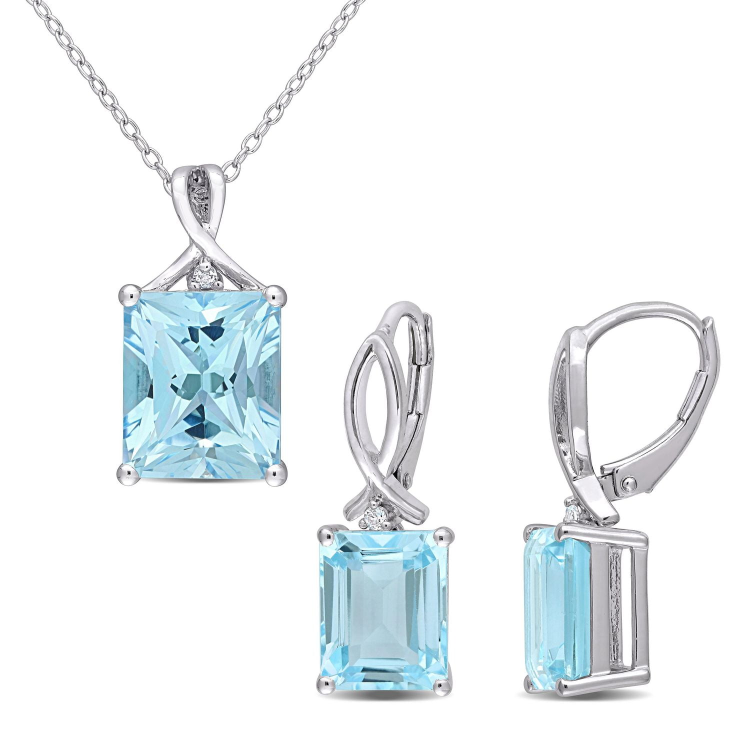 Click here for Miabella 2-Piece Set Blue Topaz And White Topaz St... prices