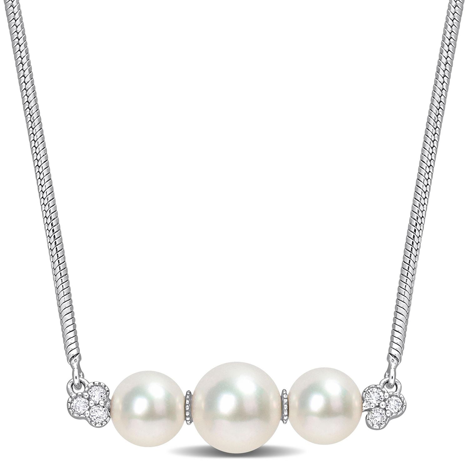 Click here for Miabella Freshwater Cultured Pearl And 1/5 Carat T... prices