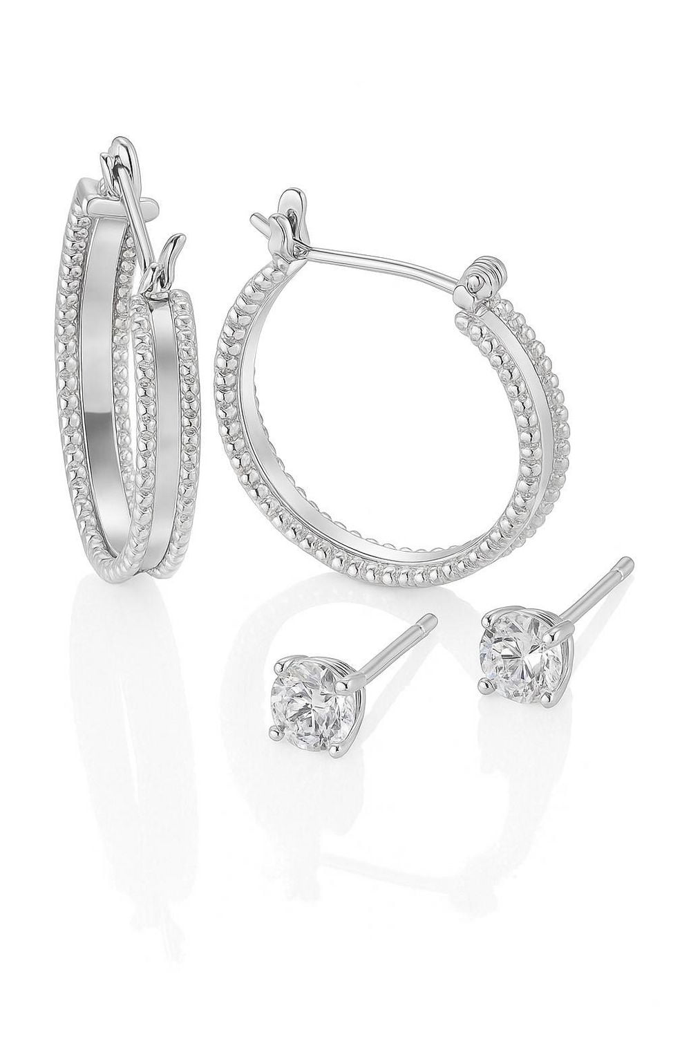 Click here for Luxury Designs Set Of Hoops And Cubic Zirconia Stu... prices