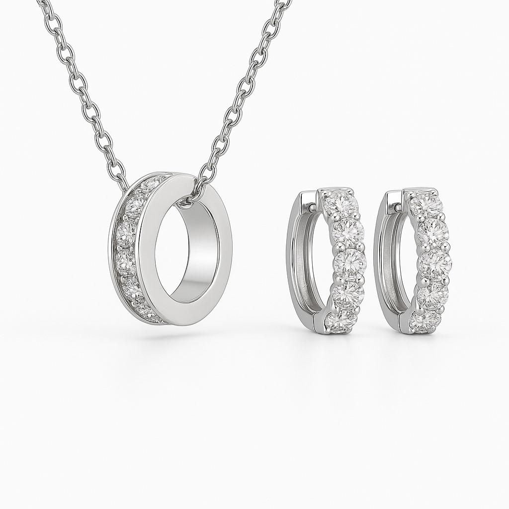 Click here for Luxury Designs Cubic Zirconia Necklace And Huggies... prices
