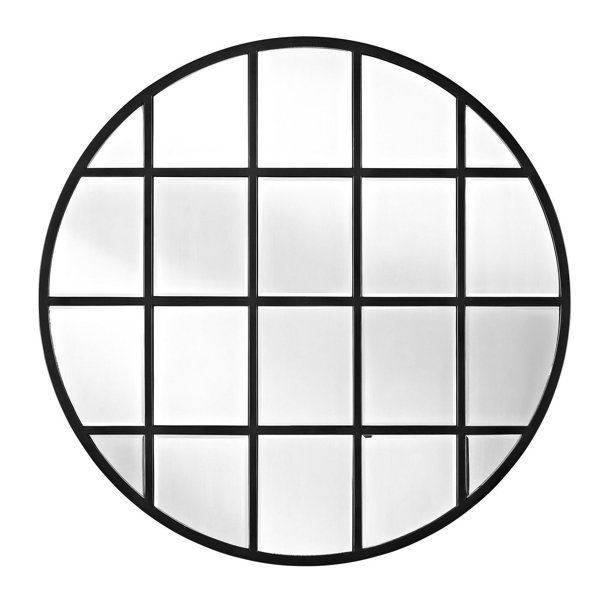 Manor Park Modern Farmhouse Round Circle Grid Mirror - Black - Walmart.ca