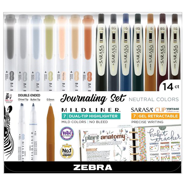 Mildliner Double-ended Highlighter and Sarasa Clip Vintage 14 pack ...