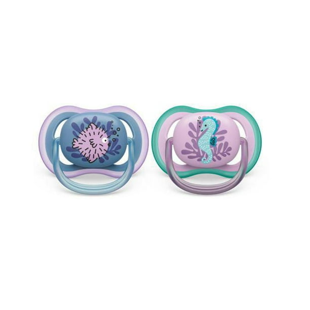 Philips Avent Ultra Air Pacifier 6-18m, puffer fish / sea horse, 2 pack ...