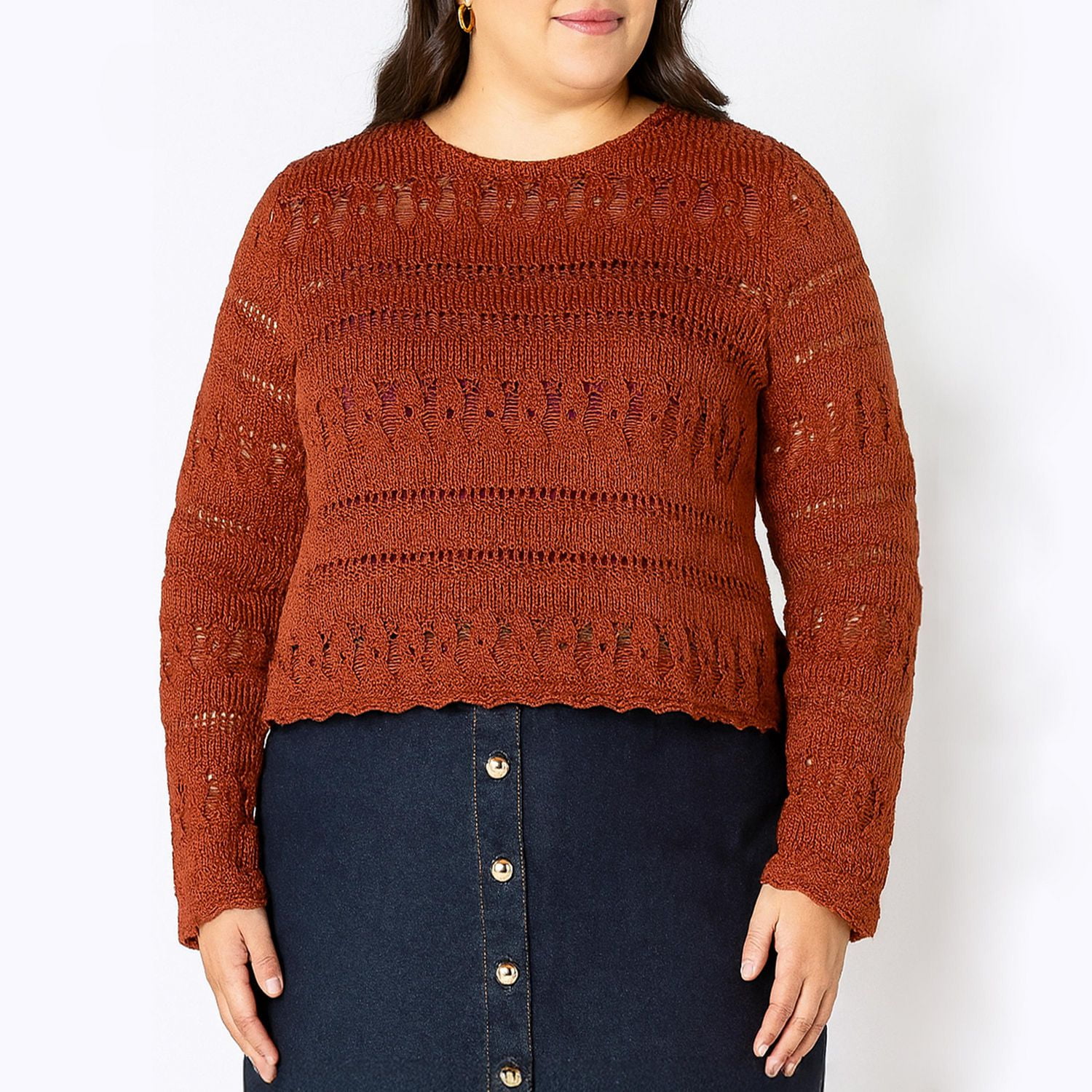 Click here for Devoted Womens Plus Size Long Sleeve Scallop Hem C... prices