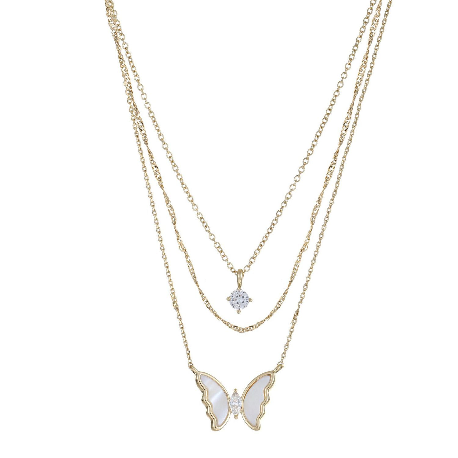 Click here for Luxury Designs Gold Plated Trio Layered Necklace -... prices