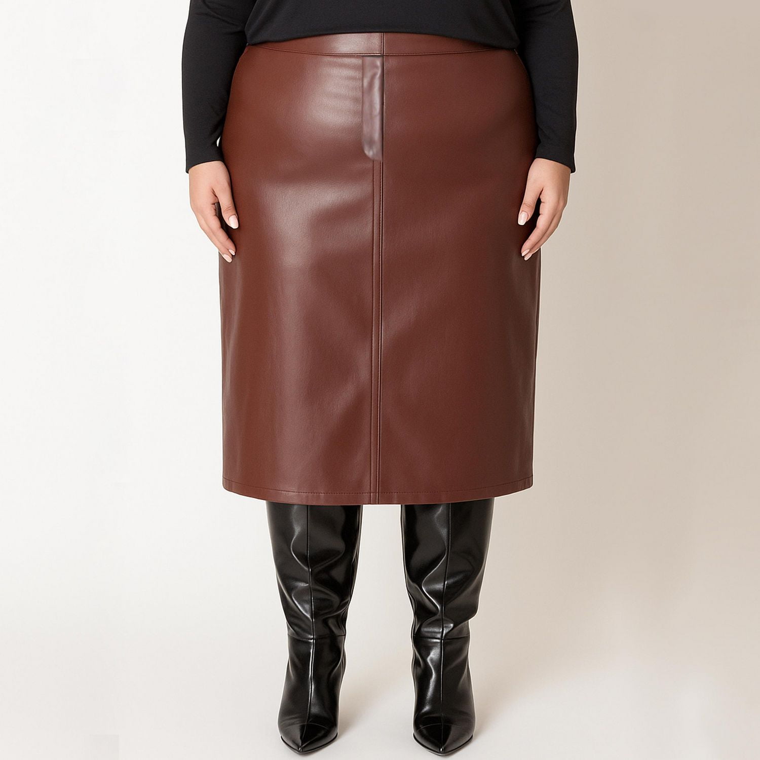 Click here for Devoted Womens Plus Size Faux Leather Midi Skirt 2... prices