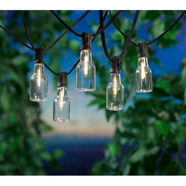 Mainstays 10-count Warm White LED Bottle String Lights - Black Wire ...