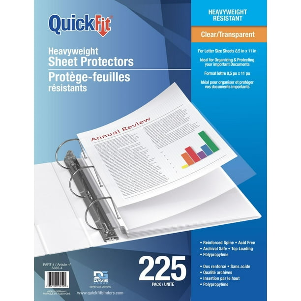 QuickFit® Heavy Weight Top Load Sheet Protectors, Clear, 225 Pack ...