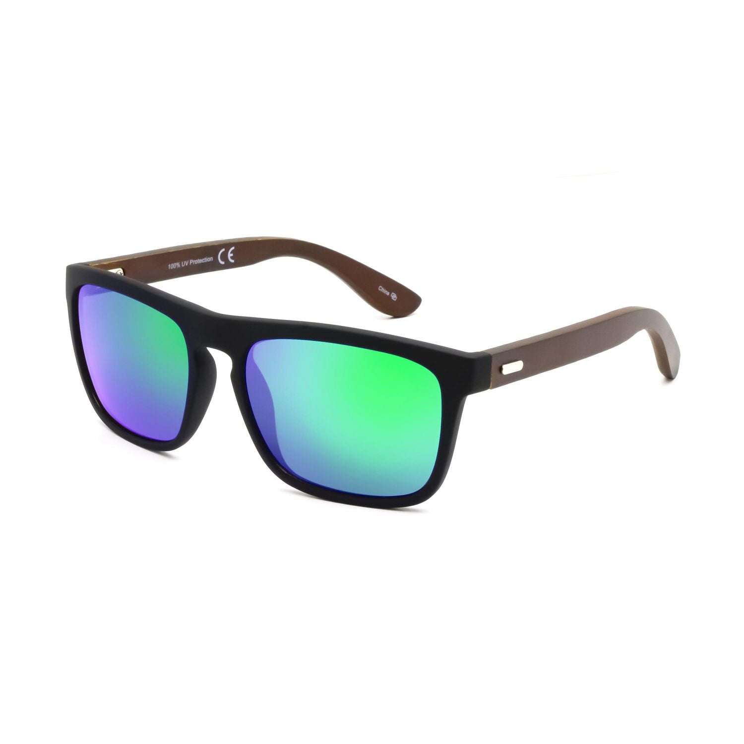 Click here for George Mens Black And Green With Wood Square Sungl... prices