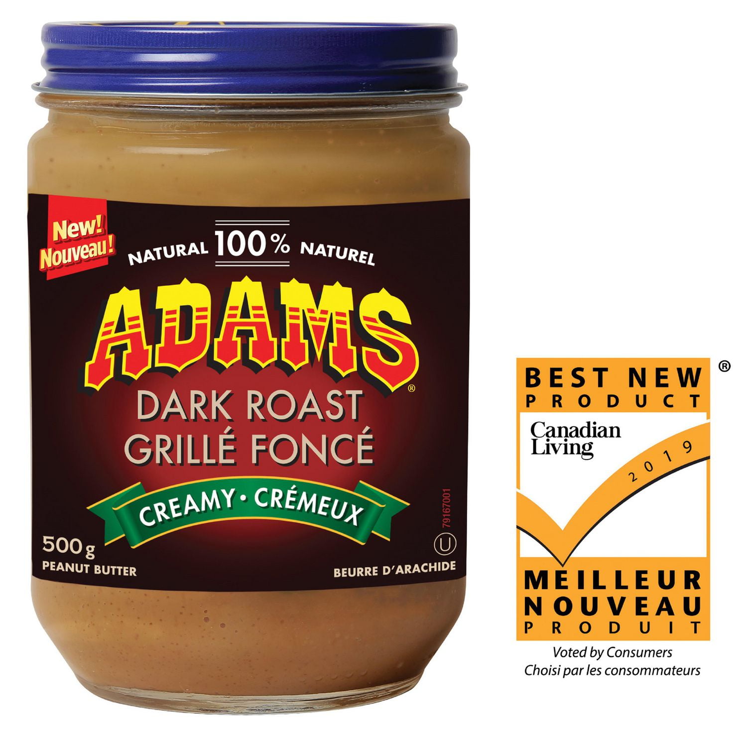 Adams 100% Natural Dark Roast Creamy Peanut Butter 500g | Walmart Canada