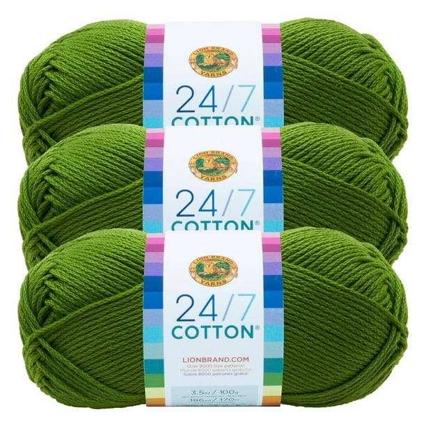 Lion Brand 24/7 Cotton® Yarn #4 Medium/Worsted Cotton Yarn 100g/170m 3 ...