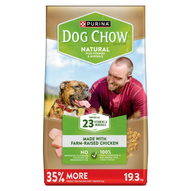 Purina Dog Chow Natural with Farm-Raised Chicken, Dry Dog Food 19.3 kg ...