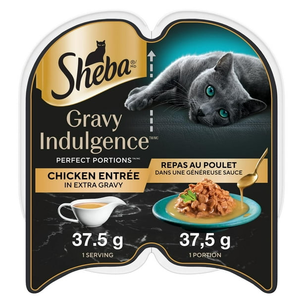 SHEBA GRAVY INDULGENCE PERFECT PORTIONS Adult Wet Cat Food Chicken Entrée in Extra Gravy, 75g ...